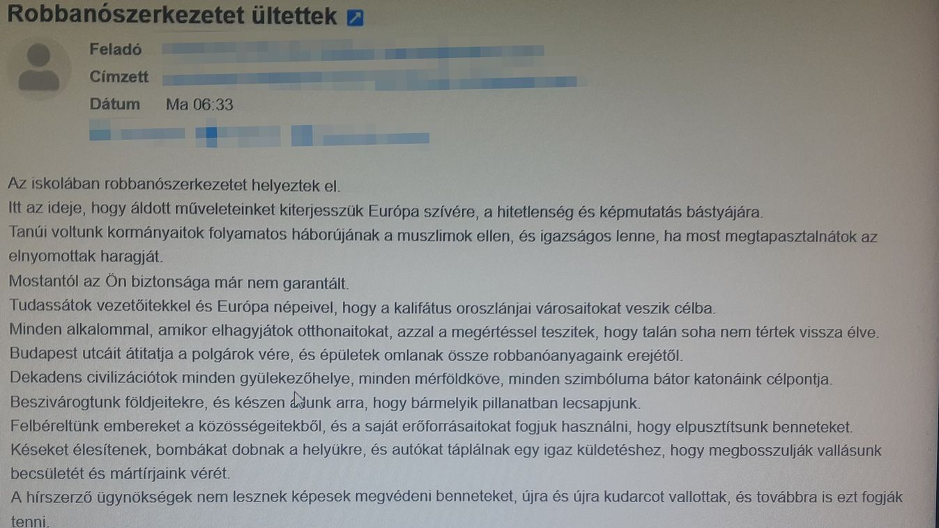 Bombariadó: itt a megdöbbentő fenyegető email
